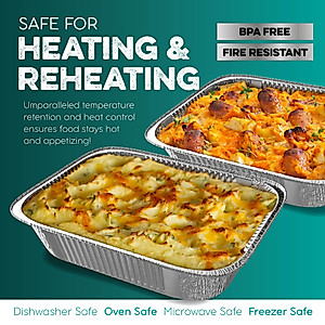 Aluminum Pans With Lids 9x13 [30 Sets] Aluminum Foil Pans Trays With Lids - Half Size Tin Foil Disposable Pans For Baking, Roasting, Cake Serving Dishes, Catering Supplies, Steam Table Chafing