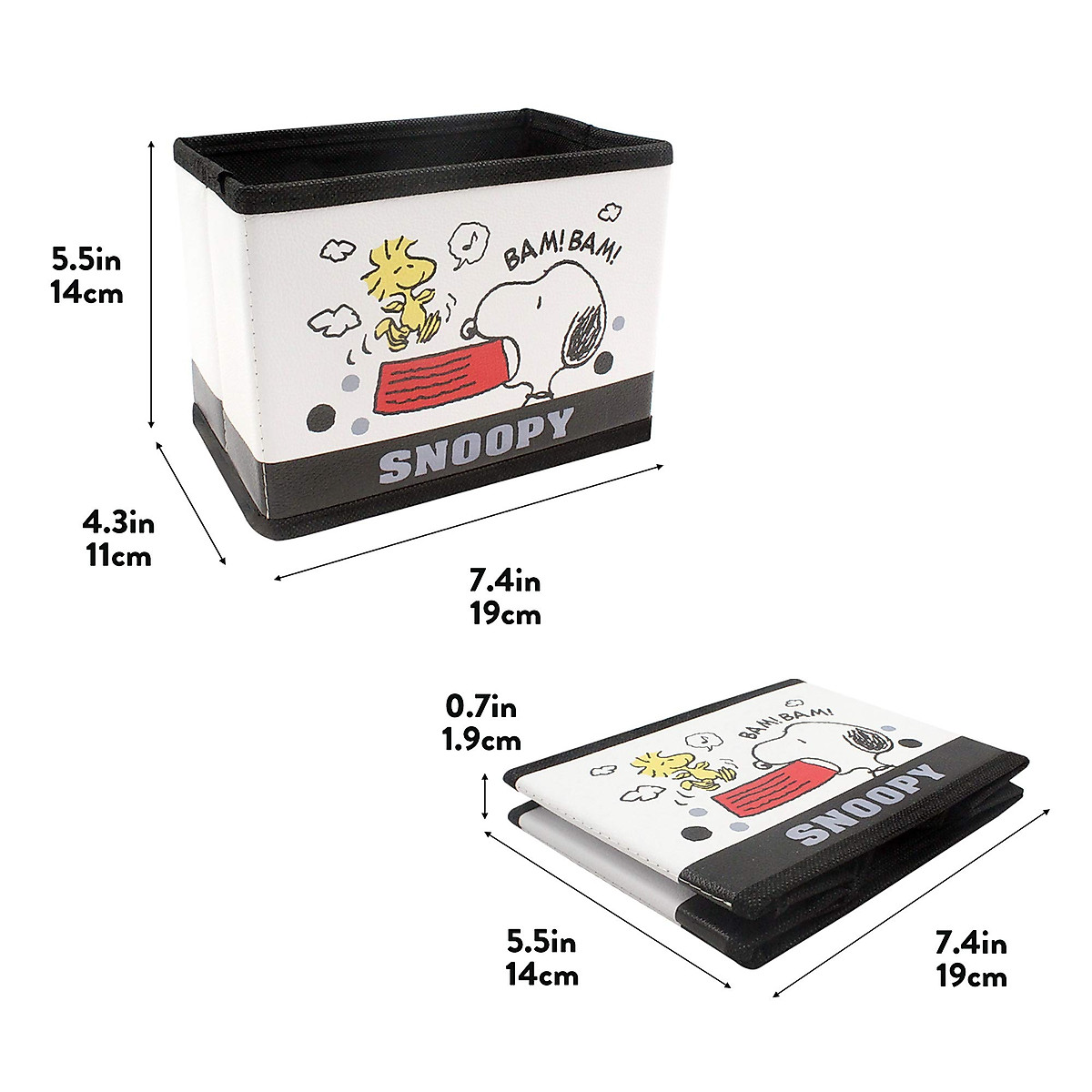 Finex White Dog PU Leather Collapsible Foldable Storage Organizer Box for Table Desk Office Accessories Pencil Pen Remote Contol Holder - Random