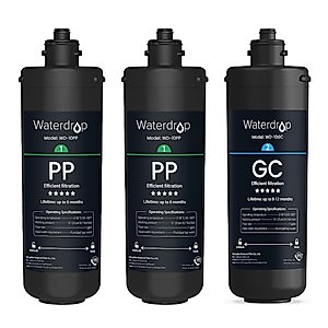 Waterdrop TSA 3-Stage Replacement Water Filter, Replacement for Waterdrop TSA & TSB & TSB-CM 3-stage Under Sink Water Filtration System, 2PP+GC