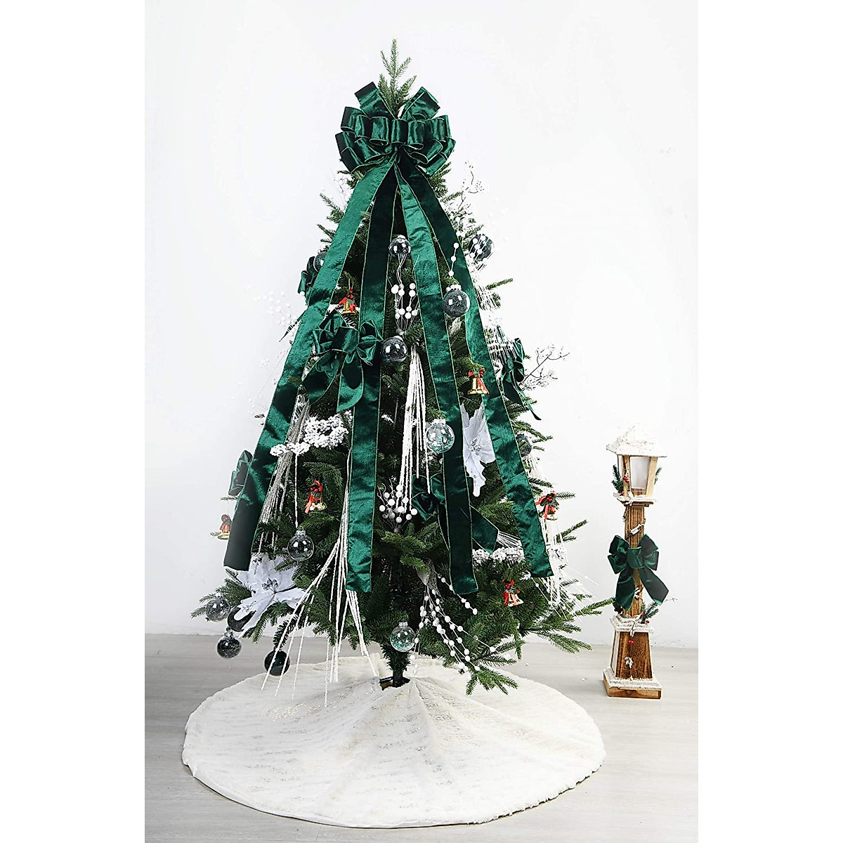 2.5Inch X 10 Yards Christmas Velvet Ribbon,2.5" Wide Wired Ribbon for Christmas Crafts Decoration, Wrapping Crafts (Green)