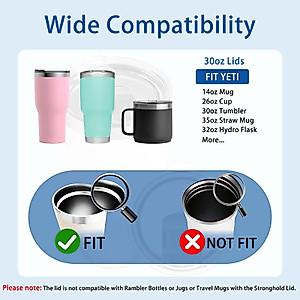 Kimmkco 30 oz Tumbler Lid, Replacement Lids Compatible for YETI 30 oz Tumbler, 14 oz Mug and 35 oz Straw Mug, Magnetic Spill Proof Tumbler Lid (2 Pack)