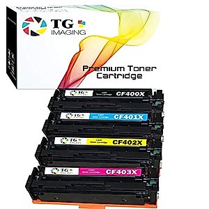 (4 Color Set, BCYM) Compatible 201X CF400X 201A Toner Cartridge CF401X CF402X CF403X for HP Color Pro MFP M277 M252 M274n Printer (High Yield, Black 2,800; Color 2,300 Pages), by TG Imaging