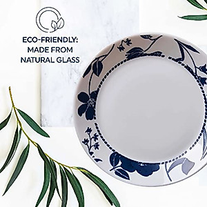 Corelle Everyday Expressions 4-Pc Salad Plates Set, Service for 4, Durable and Eco-Friendly 7-1/2-Inch Plates, Higher Rim Glass Lunch Plate Set, Microwave and Dishwasher Safe, Rutherford