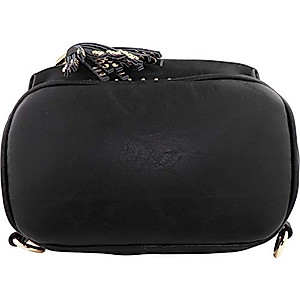 B BRENTANO Vegan Studded Multi-Zipper Top Handle Mini Backpack with Tassel Accents (Studded Black)