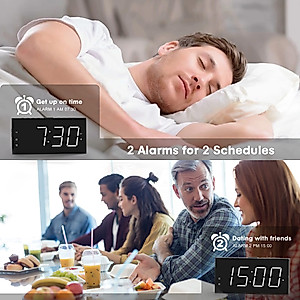 Digital Alarm Clock, 7.5" LED Big Number Clock for Bedroom with 2 Alarms,USB Charging Port,Battery Backup,Dimmer,Adjustable Volume,12/24H,Simple Plug in Digital Clock for Home Bedside Desk Nightstand