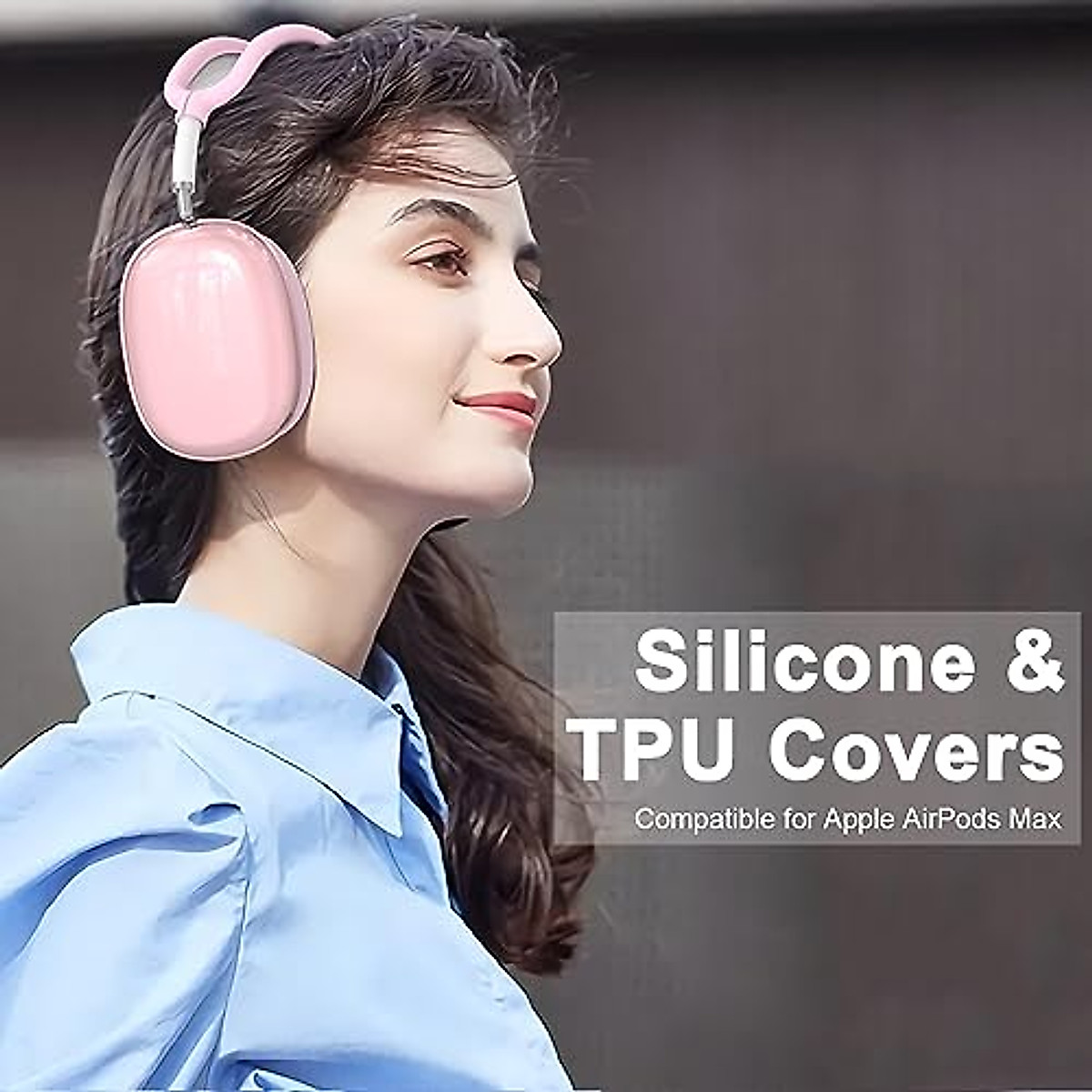 Silicone Case Cover for AirPods Max, Clear Soft TPU Earcup Cover/Silicone Ear Pad Case Cover/Headband Cover for AirPods Max, Transparent Accessories Silicone Protector for Apple AirPods Max, Pink