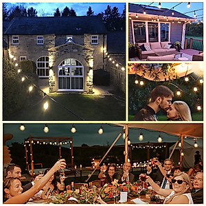 Skeerei 200FT String Lights for Outside LED Patio Lights Outdoor Waterproof with 63 Shatteproof Edison Lights Outdoor String Lights 2200K Outdoor Lights for Patio Gazebo Pergola Café