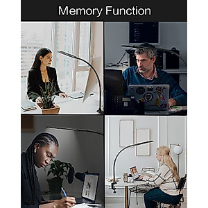 Desk Lamps for Home Office, 10W Clamp Lamp Dimmable Gooseneck Lamp Touch Control, Adjustable Desk Light for Workbench Tabletop (Black)