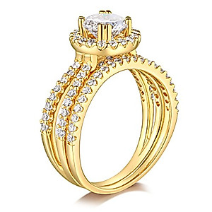 TWJC 14k Yellow Gold Solid Wedding Engagement Ring - Size 6