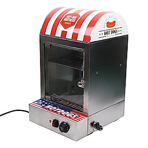 kitneed 1500W Hot Dog Steamer Machine, 2-Tier Commercial Hot Dog Hut Steamer, Stainless Steel Electric Hot Dog Steamer Machine with Temperature Adjustable for Bakery, Convenience and Household