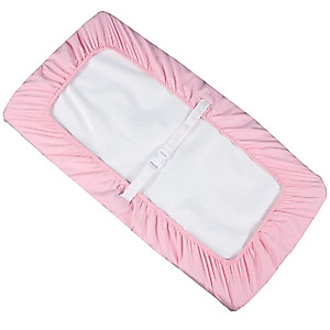 CaSaJa Pink Diaper Changing Pad Cover with Strap Holes Set of 3, Snug Fit 4-Sided Contoured Changing Table Pad 16x31 16x32, Fitted Change Pad Sheet for Baby Girl, 100% Silky Soft Microfiber