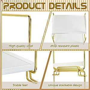 Geelin 2 Pcs Bathroom Countertop Organizer 2 Tier Vanity Counter Organizer Bathroom Countertop Organizer Makeup Shelf Organizer Stackable Gold Perfume Tray Standing Kitchen for Vanity Storage Bedroom