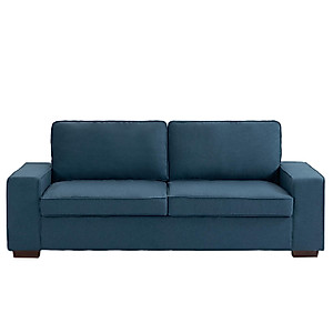 UIXE 80" Loveseat Sofa, Modern Love Seat Living Room 3-Seater Couches with Linen Fabric Cushion, Mid Century Upholstered Wide Track Armrest Couch Comfy Solid Wood Furniture for Bedroom, Blue