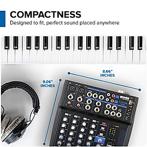Gemini Sound GEM-08USB - 8-Channel Bluetooth Audio Mixer, Professional Compact DJ Mixer with USB Playback, Phantom Power, 3-Band EQ, and Adjustable FX