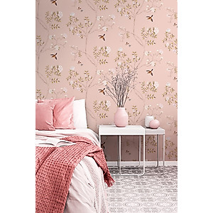 Hopepak Peel and Stick Wallpaper Floral Wallpaper Peel and Stick Purple Pink Contact Paper Self Adhesive Removable Wallpaper Cute Wallpaper for Bedroom Bathroom Nursery Decor 15.3''x78.7''