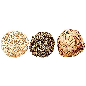 Rosewood Boredom Breaker Small Animal Naturals Toy Trio of Fun Balls, Natural, 3 Count (Pack of 2), Medium