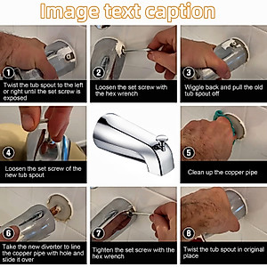 Bathtub Faucet Easy to Install Tub Spout with Diverter,American Standard Tub Faucet Replacement Fits 1/2" Copper Water Tube(5/8" Diameter) with Hex Wrench Chrome Finish