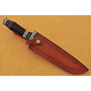 Custom Handmade Damascus Steel Hunting Knife / Bowie Knife SS-17366 ( horn ) (black)
