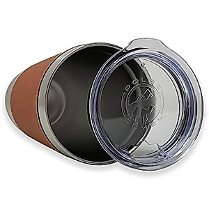 LaserGram 20oz Vacuum Insulated Tumbler Mug, Horse Head 1, Personalized Engraving Included (Faux Leather, Dark Brown)