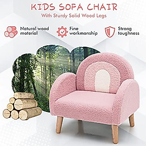 INFANS Kids Sofa, Toddler Armchair with Solid Wooden Frame Anti-Tipping Design Plush Fabric, Upholstered Children Chair for Kindergarten Playroom Preschool, Gift for Boys Girls, Toddler Couch