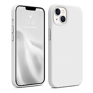 AOTESIER Designed for iPhone 13 Case, [Silicone Ultra Slim Thin Series], Full Body Shockproof Protective Phone Case with Soft Anti-Scratch Microfiber Lining Cover iPhone 13, 6.1 inch, White