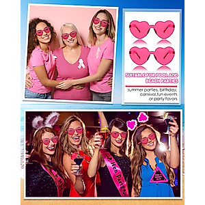 Photect 12 Pair Graduation Gift Heart Shaped Sunglasses Rimless Candy Color Glasses for Women Men Summer Party Favor(Rose Color)
