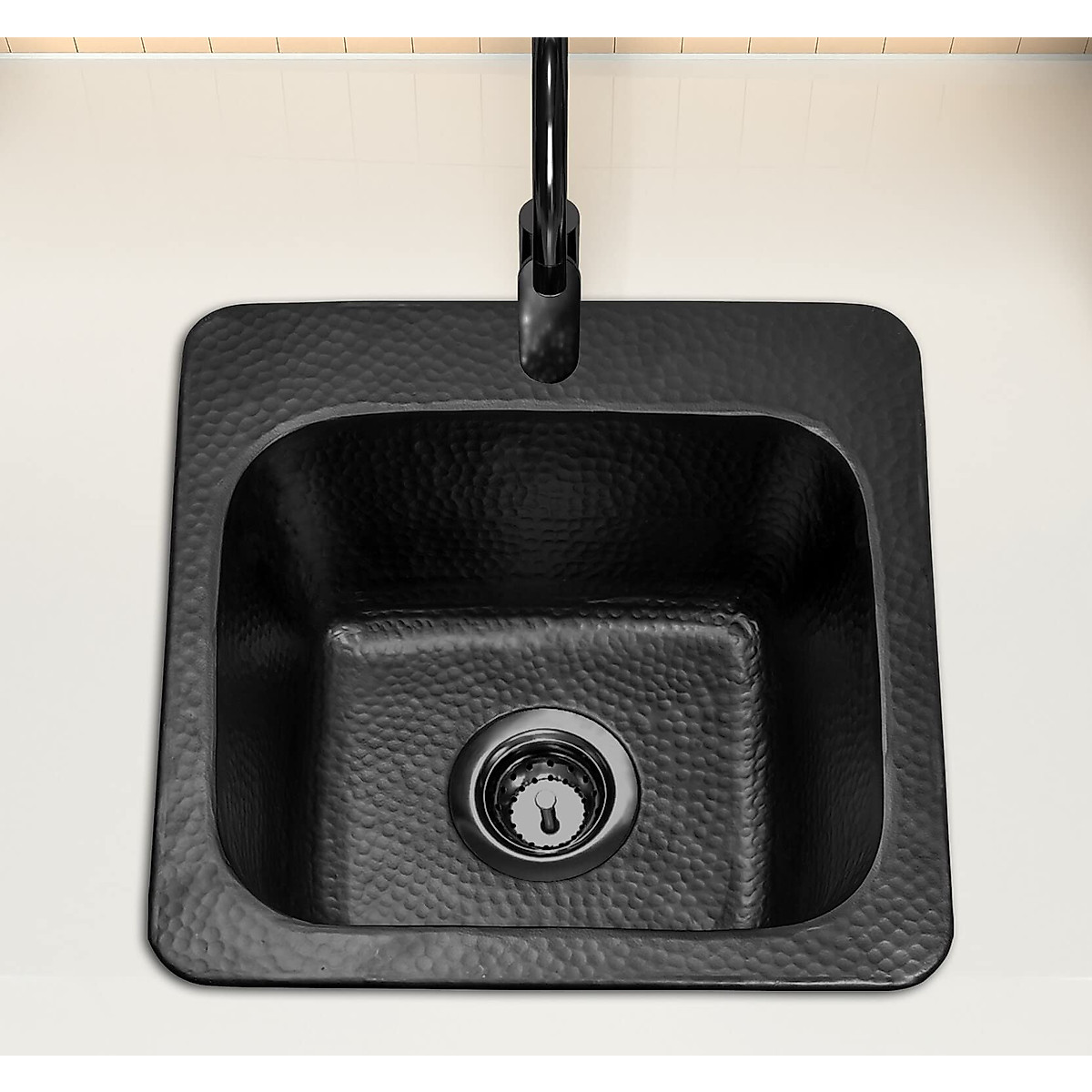 Monarch Abode 19192 Matte Black Hand Hammered Baxter Bar Prep Sink (15 inches)