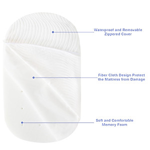 Baby Bassinet Mattress Pad Compatible with Mika Micky/KoolerThings/Baby Delight/Pamo Babe/ANGELBLISS Bassinet, 20" x 33", Waterproof Replacement Pad with Removable & Washable Mattress Cover