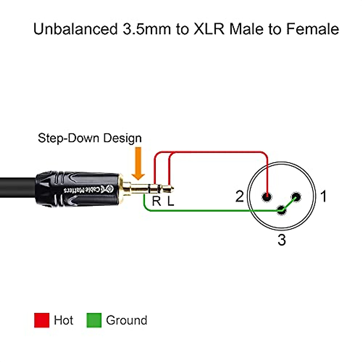 Cable Matters (1/8 Inch 3.5mm to XLR Cable 6 ft Male to Male (XLR to 3.5mm Cable, XLR to 1/8 Cable, 1/8 to XLR Cable)