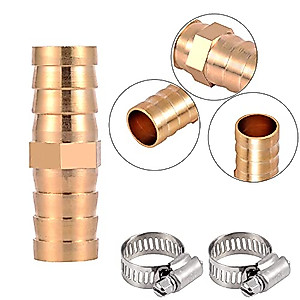6 Pack Brass Garden Hose Connector with Stainless Steel Clamps, Garden Hose Repair Kit, Garden Hose Fittings (5/8 Inch)