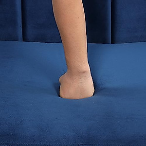 3-Piece Sofa Sets Living Room Sets with Solid Wood legs, Buttoned Tufted Backrest, Frosted Velvet Upholstered Couches Sets Including 3-Seat Sofa, Loveseat and Chair for Living Room (Blue)