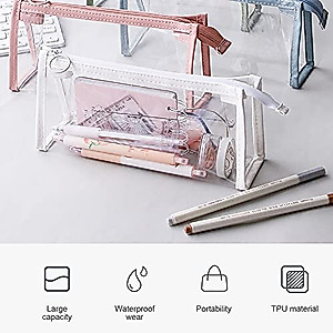 VICKO Clear Pencil Case,Transparent Pencil Pouch Large Capacity Cute Pencil Case Stationery Pen Case Pencil Bag Cosmetic Makeup Toiletries Organizer for Girls and Adults