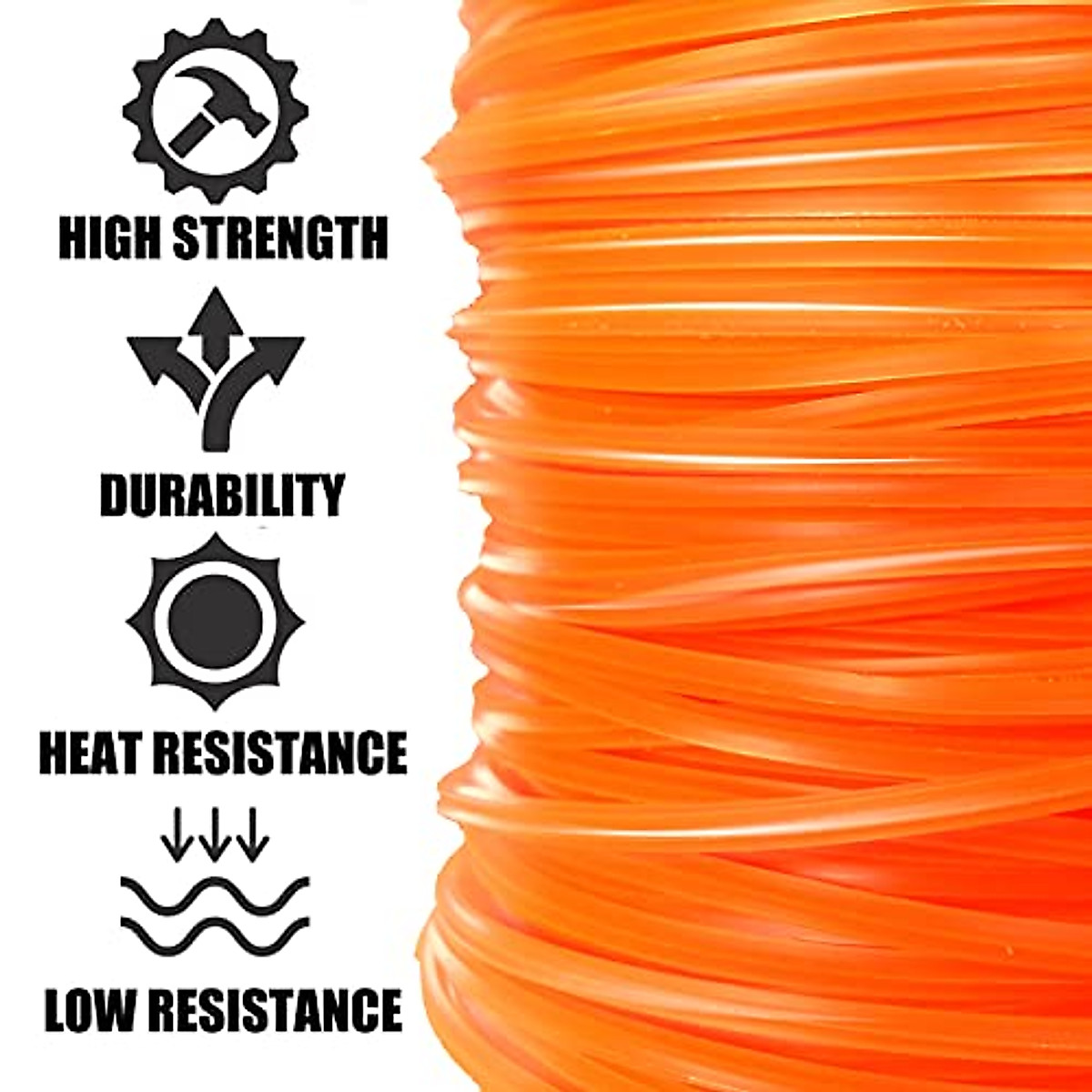 String Trimmer Line, Commercial Grade Orange Pentagon Weed Eater String, Premium Nylon Universal 0.105" Diameter x 328'