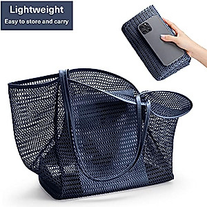 KALIDI Mesh Beach Tote Bag Women Shoulder Hobo Handbag 23L Large Grocery Tote Bag Casual Shopping Bag Vacation Travel Pool