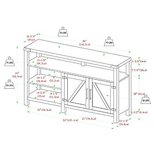 Walker Edison Georgetown Modern Farmhouse Double Barn Door Highboy Storage TV Stand for TVs up to 65 Inches, 58 Inch, Grey Wash