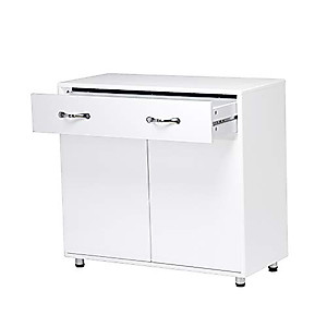 Henf White Storage Cabinet with Two Doors and 1 Big Storage Drawer Side Table Kitchen Storage Sideboard 2 Tire Pantry Cabinet for Living Room Bathroom Laundry Room Furniture