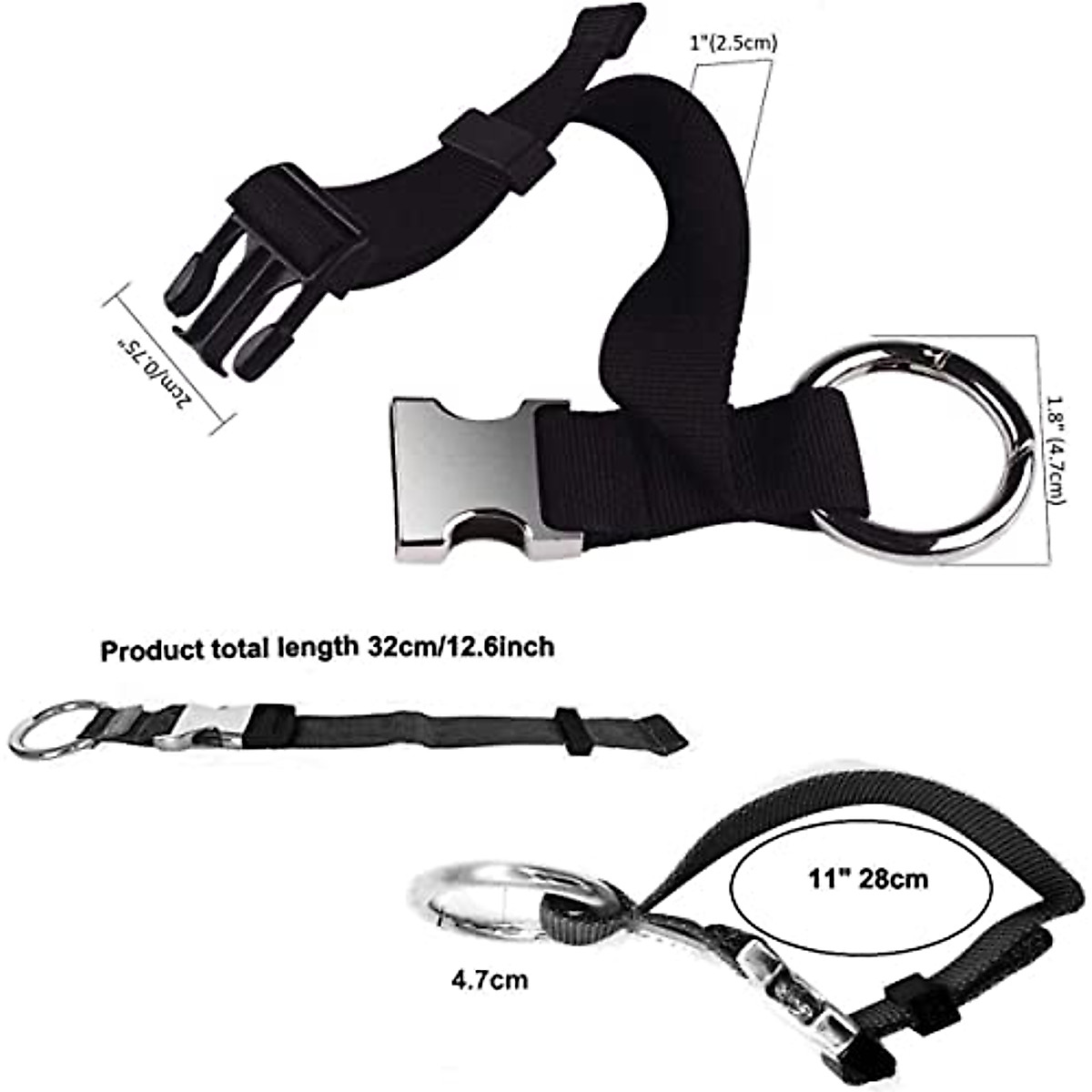 JAKAGO Heavy Duty Add a Bag Luggage Strap Adjustable Coat Holder Gripper Carry-on Baggage Suitcase Belt with Ring Hook Travel Attachment Handbag Clip(Black)