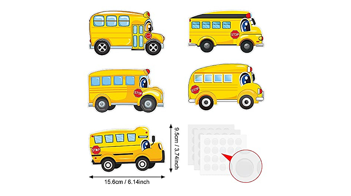 Colorful School Bus Cut-Outs for Classroom & Events | 45 Pieces