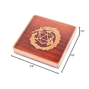3DEGOS Portable Dragon Wooden Dice Box, Dice Tray for Dungeons and Dragons, DND Dice Set, Gifts, D&D, D and D, Pathfinder, Accessories, D20, Polyhedral, Resin Dice, Metal Dice, Bag, Tower