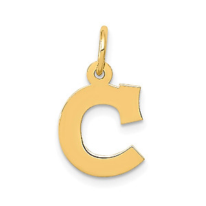Mireval 14k Yellow Gold Small Block Initial C Charm (10 x 18 mm)