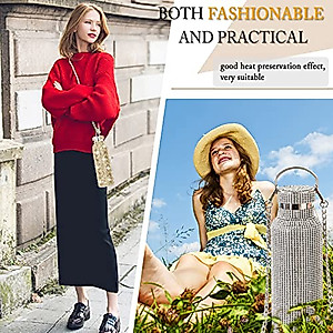 Diamond Water Bottle, Bling Rhinestone Vacuum Flask Glitter Thermos Bottles, Stainless Steel Insulated Water Bottle Refillable Water Bottle With Chain for Women Girl Gift (25oz/750ml, Silver)