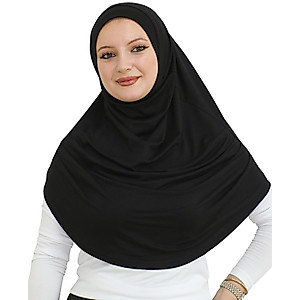 Prien Ready To Wear Hijab For Women, Instant Turban, Soft Muslim Scarf For Prayer, Long Hijabs, Islamic Clothes, Jersey Abaya (Black)