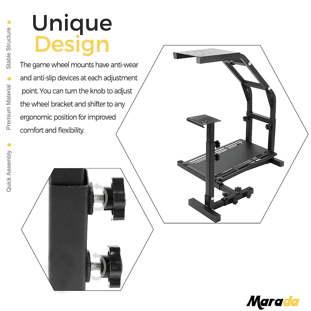 Marada Pro Racing Wheel Simulator Stand Support with V2 Stand Up Support for G29, G27 and G25 Racing Wheel Stand without Wheel, Shifter and Pedals