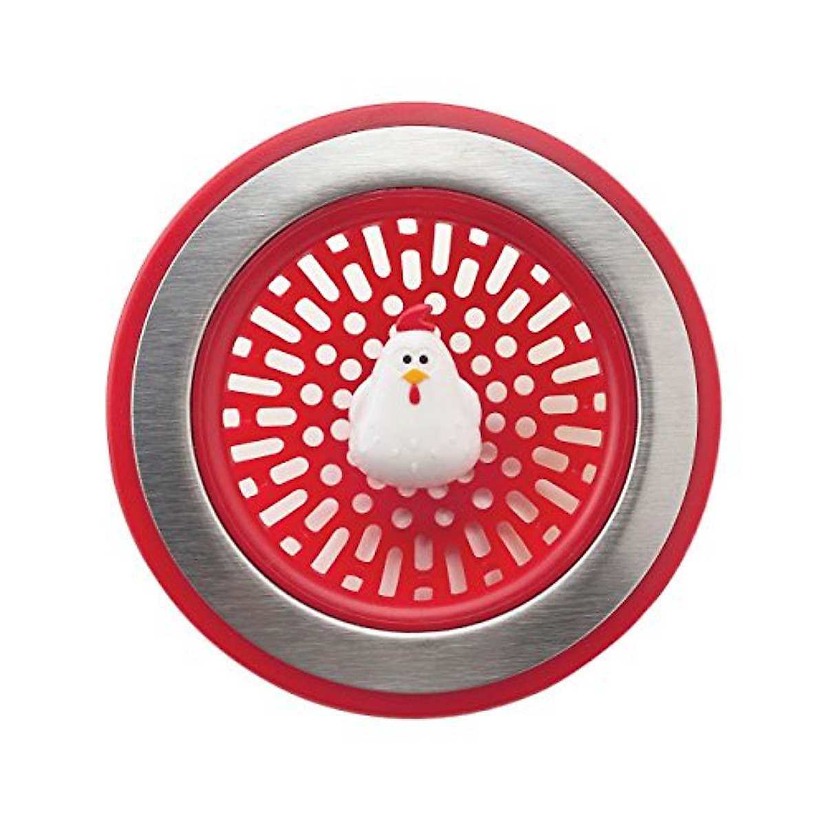 MSC International 89303 Joie Doodle Doo Kitchen Sink Strainer Basket, Rooster, 4.5-inch, Red