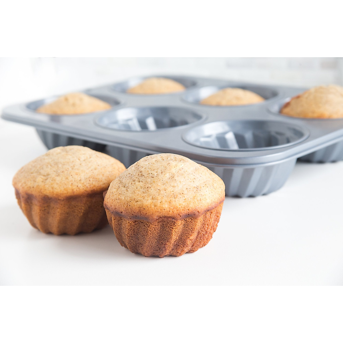 Fox Run Fluted Muffin Pan, 14 x 10.5 x 2 inches, Metallic