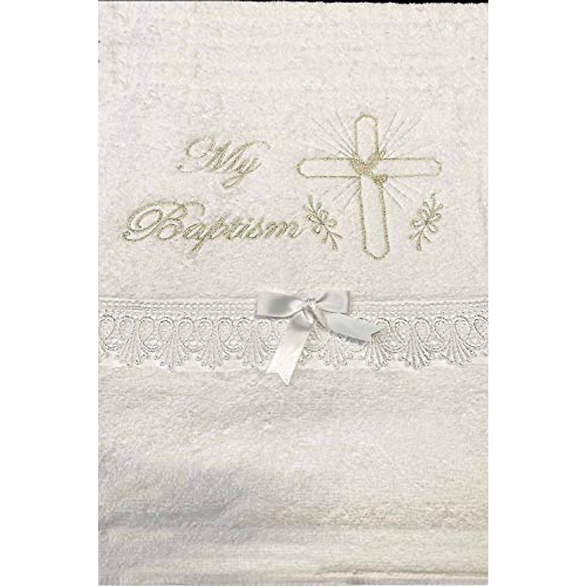 Pink Princess - White Baptism Towel for Boys and Girls - 100% Cotton for Christening Godchild Gift LDS