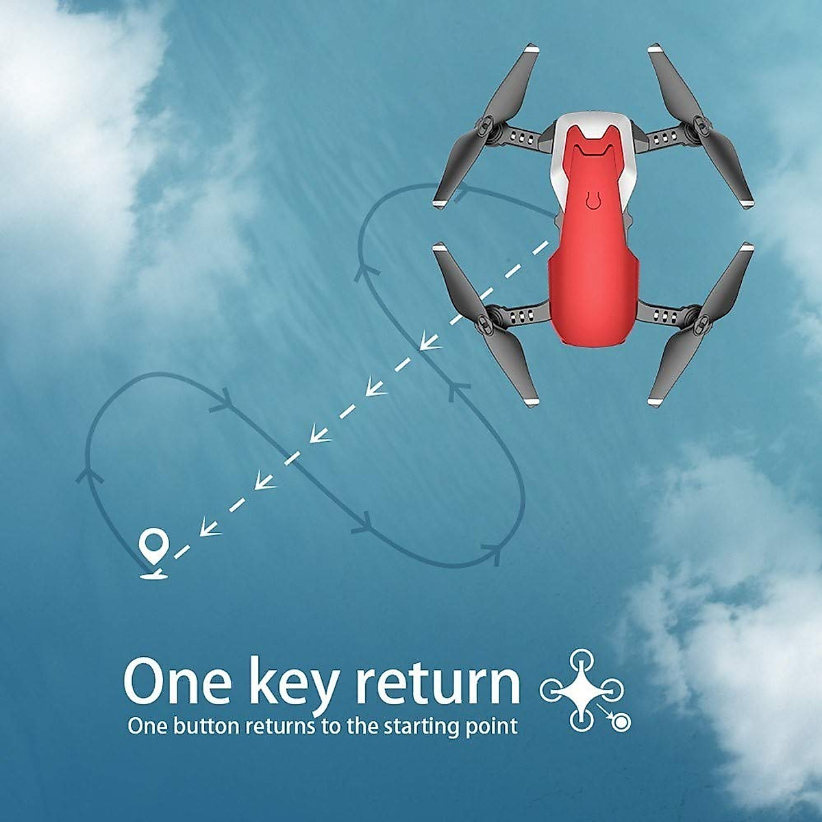 Drone X Pro AIR (RED) 1080P HD Dual Camera Quadcopter with Follow Me Real-Time Transmission Gesture Control Optical Flow Positioning and 2pcs Batteries Included
