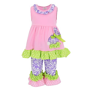 Unique Baby Girls Damask Easter Outfit Toddler Girl, Toddler Easter Outfit Girl, Toddler Girl Easter Outfit (7/XXL, Pink)