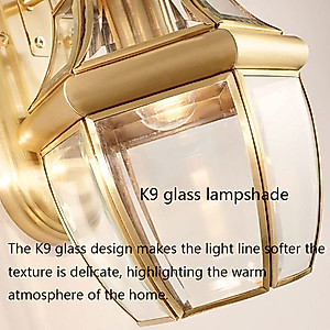 WANIYA1 American All-Copper Wall Lamp European Style Outdoor Waterproof Glass Wall Sconce Lighting Fixture Home Lighting Garage Porch Garden Wall Lights