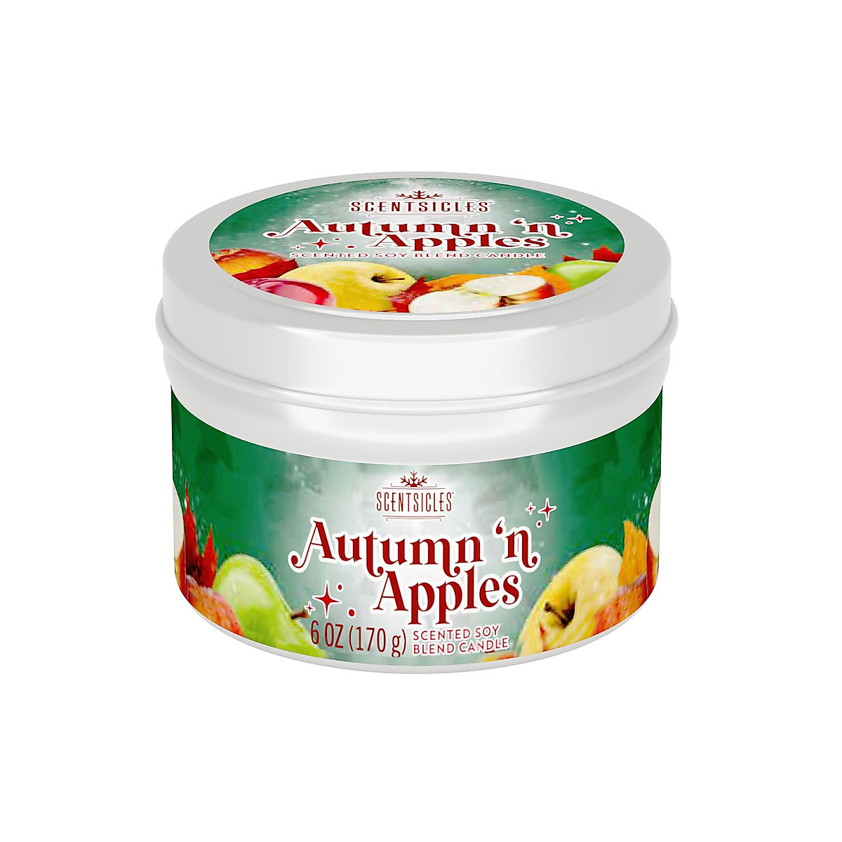 Scentsicles, Autumn n Apples,6 Oz Soy Blend Candle, 25 Hour Burn Time